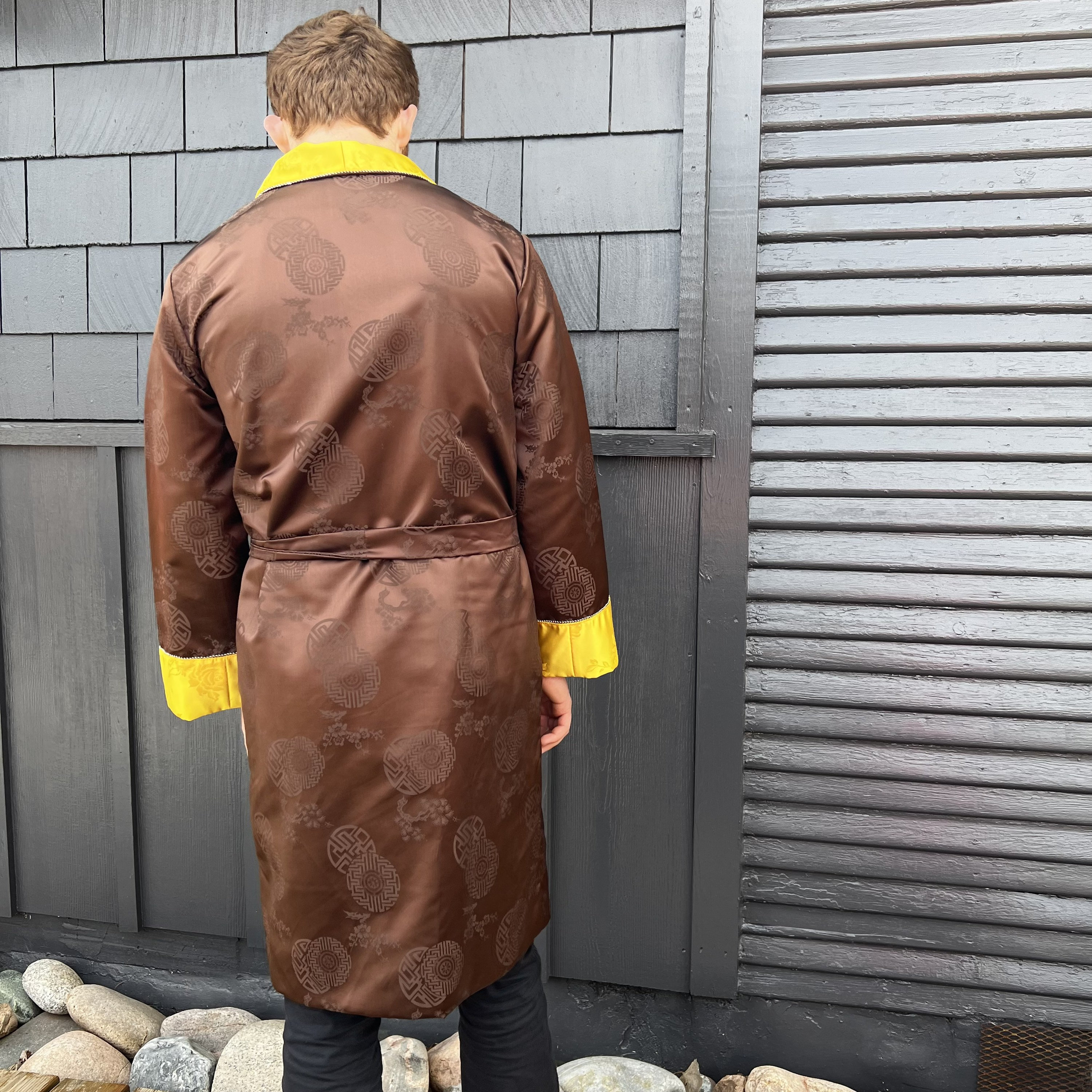 Vintage Mens Brocade Smoking Jacket//hugh Hefner Style Mens Satin Robe ...