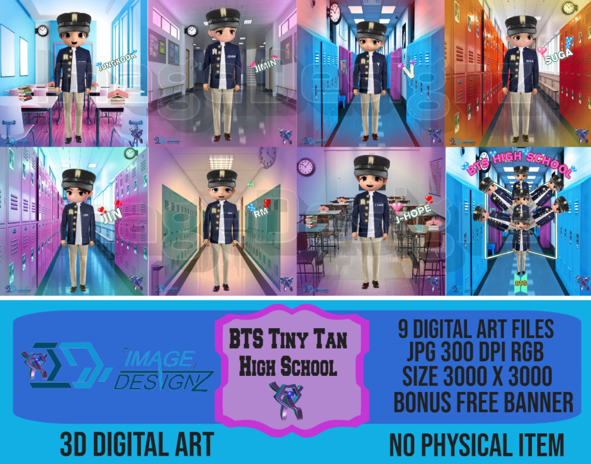 BTS Tinytan 3D Kpop Digital Download Digital Art Bundle Printable Cute ...