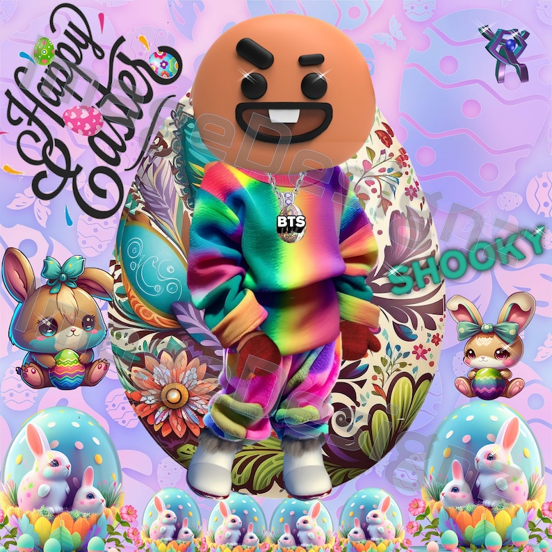 BT21 BTS Easter, 3D Digital Art, Digital Bundle, Kpop Easter Bunny ...