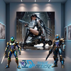 Cyberpunk 3D Futuristic Warrior Digital Download | Sci-fi AI Art | Printable Wall Art | Series 1 ...