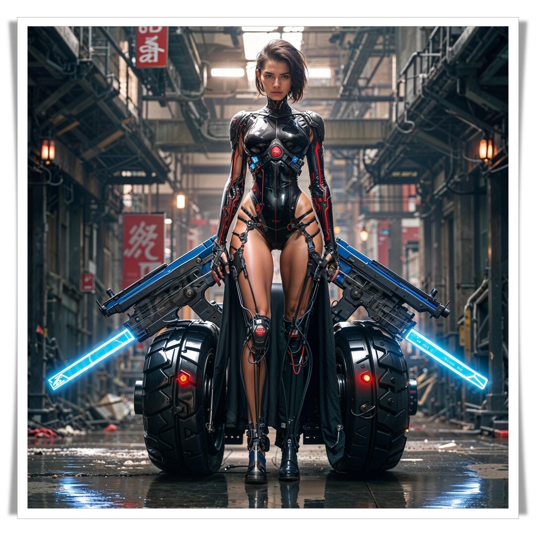 Cyberpunk 3D Futuristic Warrior Digital Download | Sci-fi AI Art | Printable Wall Art | Series 1 ...