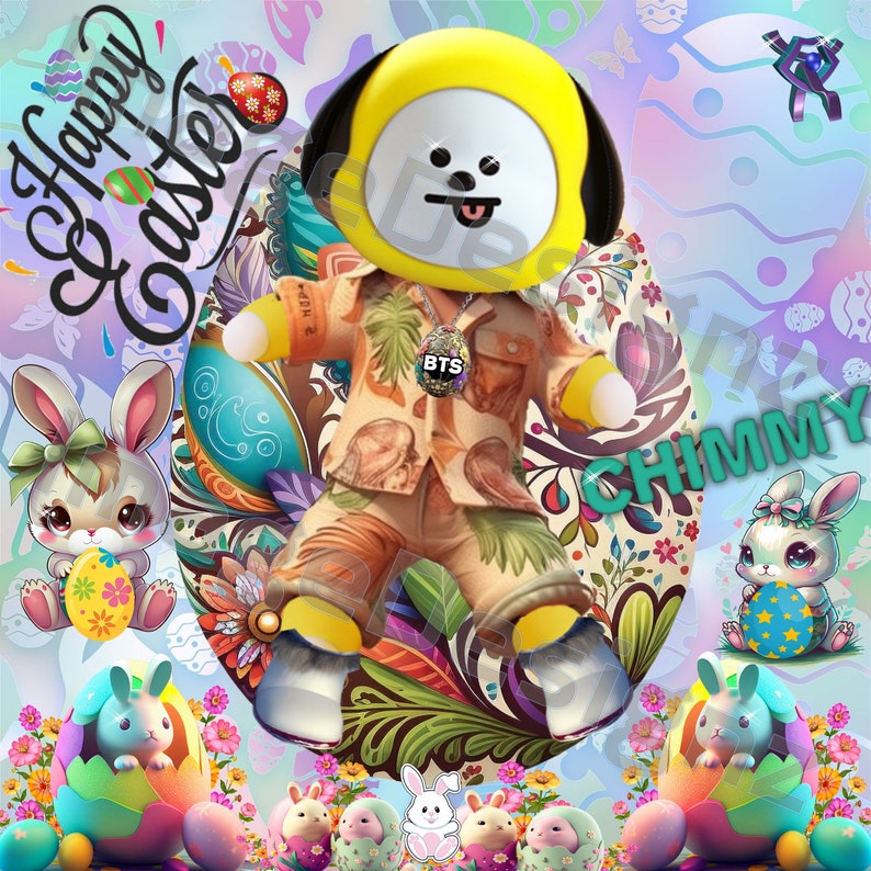 BT21 BTS Easter, 3D Digital Art, Digital Bundle, Kpop Easter Bunny ...