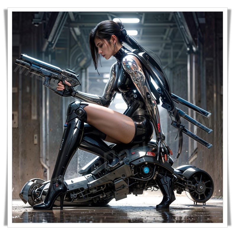 Cyberpunk 3D Futuristic Warrior Digital Download | Sci-fi AI Art | Printable Wall Art | Series 1 ...