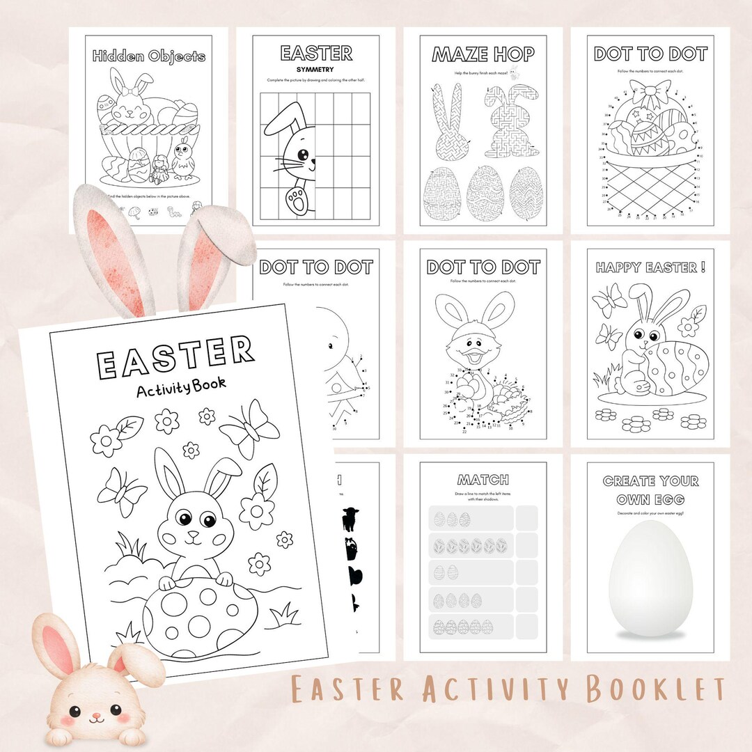 Easter Activity Book for Kids – Printable Coloring Pages, Mazes, Dot-to ...
