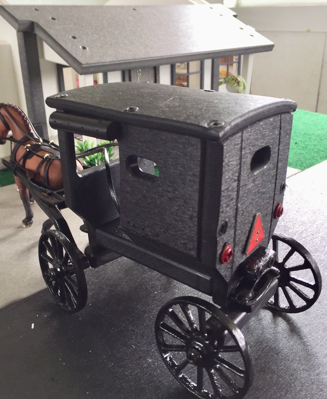 Amish BUGGY and Hanoverian Horse W/leather Harness and Lines ...