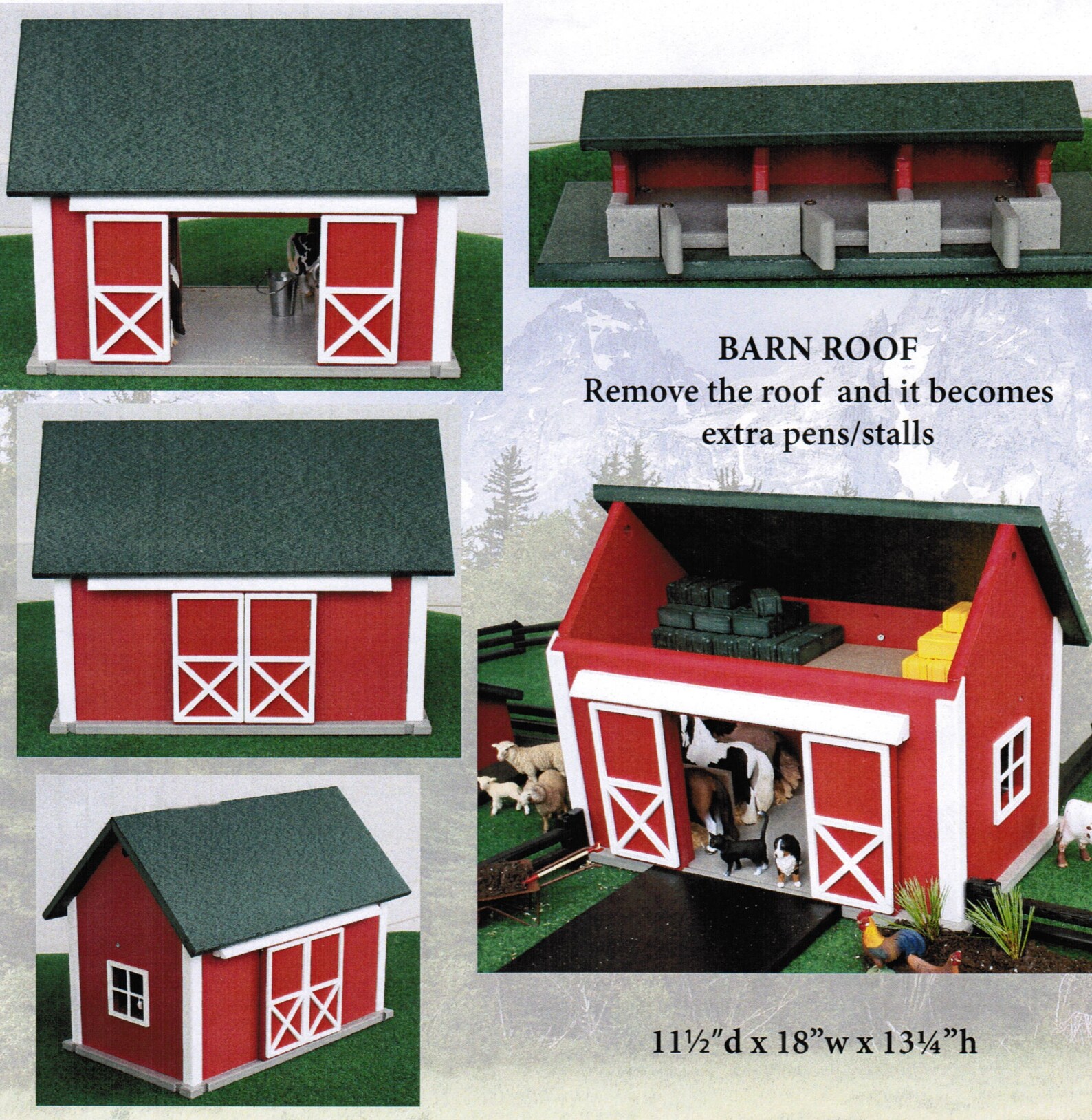 RED BARN ONLY. Has a Lift off Roof and Sliding Doors, Hay Loft, Stalls ...