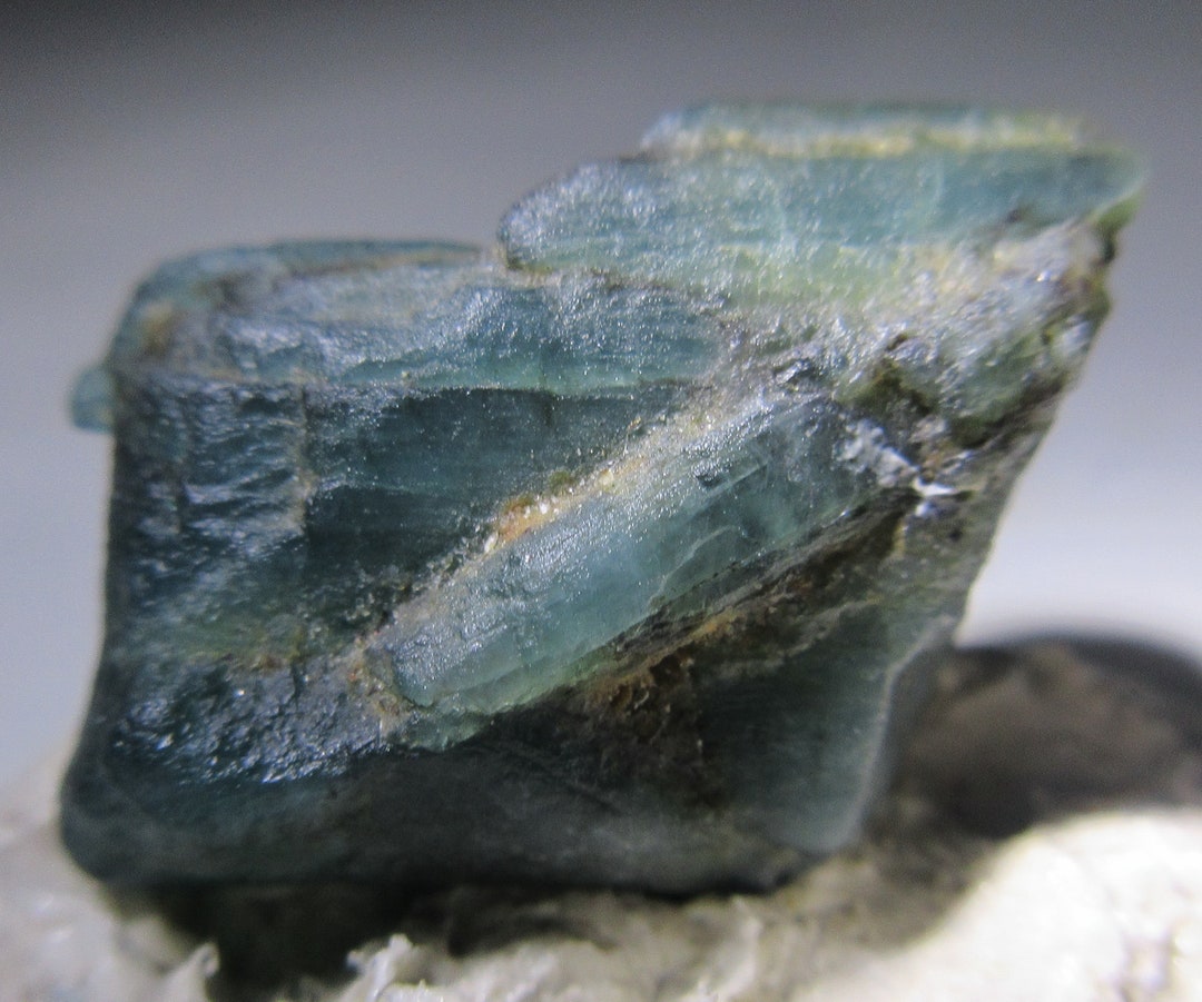 Rare Electric Blue Green Grandidierite Crystal . Striated Crystal Face ...