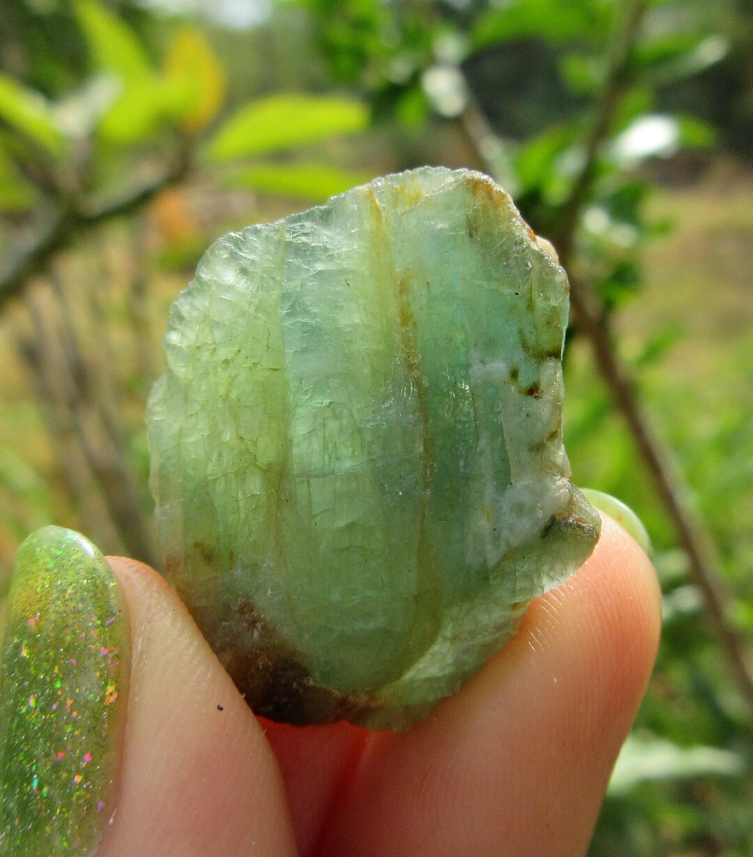 Rare Electric Blue Green Grandidierite Crystal . Striated Crystal ...