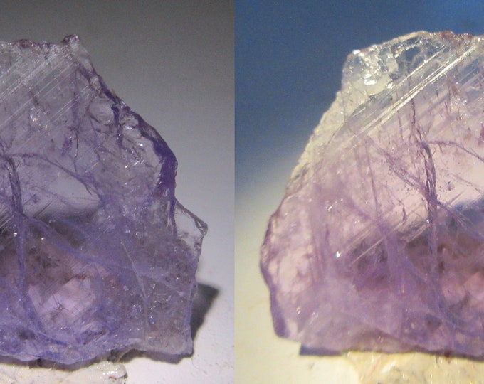 Purple / Pink Color Shift Axinite Crystal With Graphite . Merelani ...