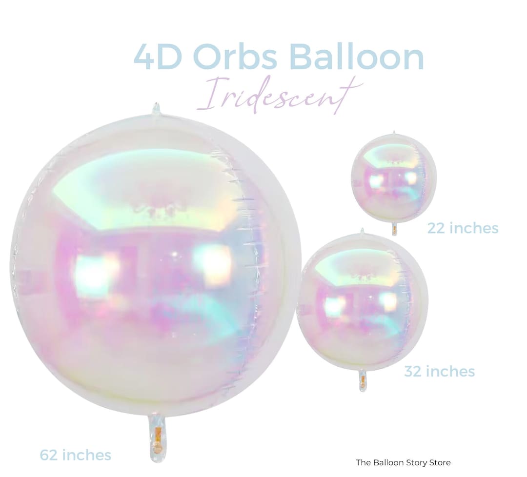 62inches, 32", 22" Round Foil Balloons Giant 4D Round Iridescent ...