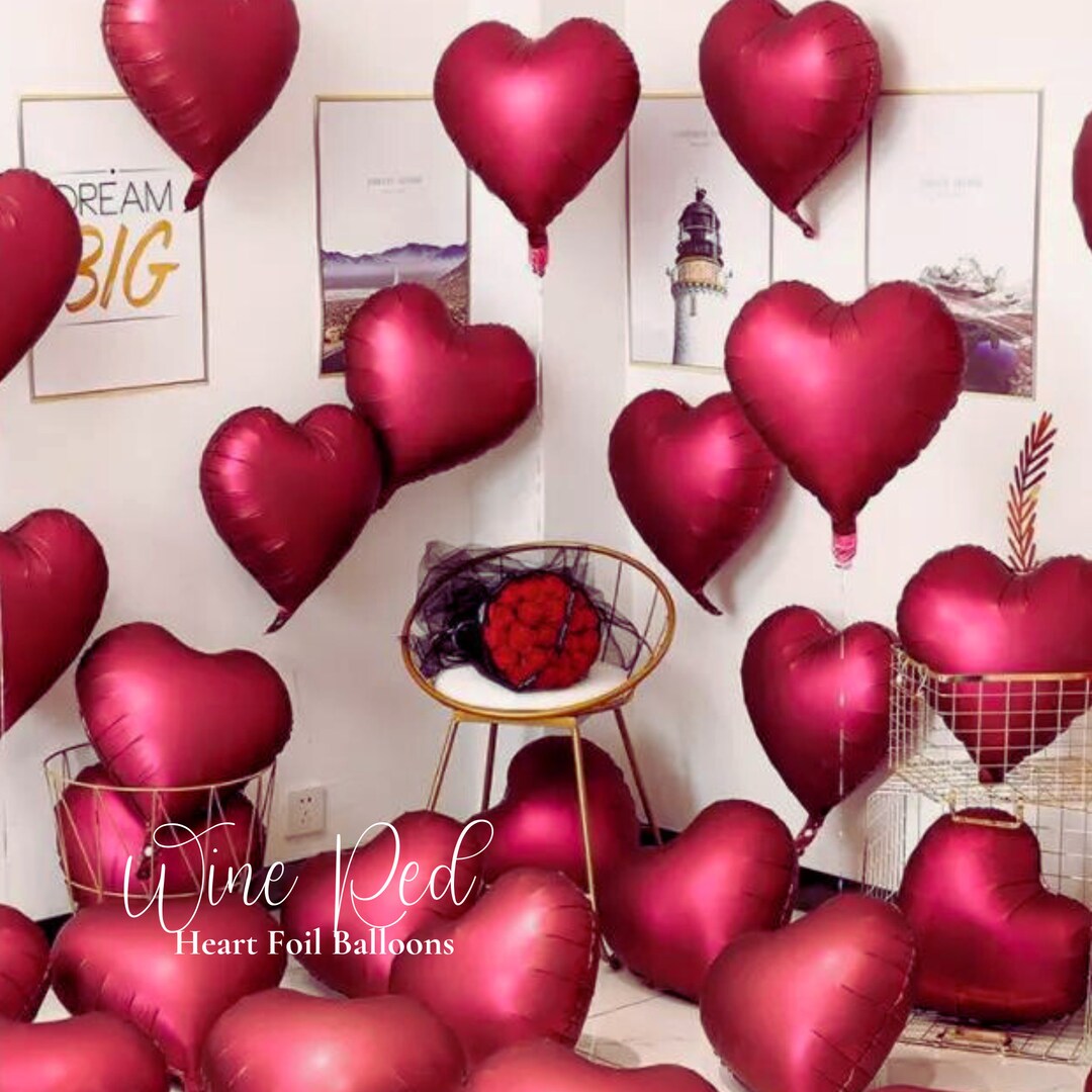 Wine Red Heart Balloon, Valentine's Day Proposal Balloon (18 Inch) - Etsy