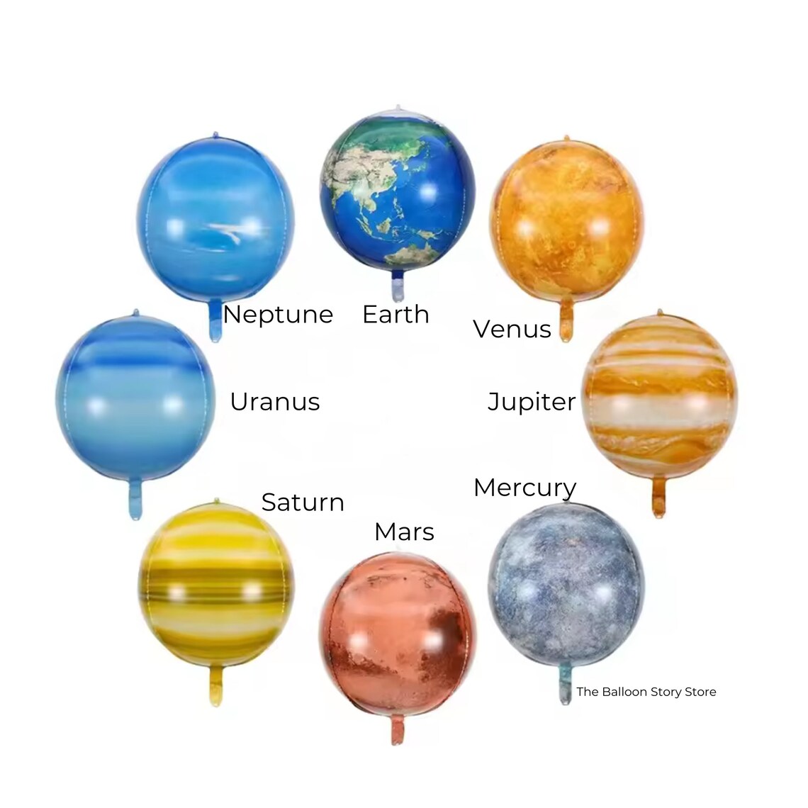 Solar System Planet Balloons: 22" Earth, Mars, Jupiter, Venus, Saturn ...