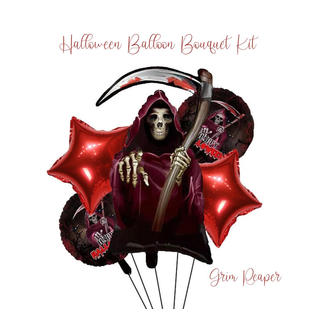 Grim Reaper Balloon Bouquet Kit Halloween Balloon Bouquet Kit Scary ...
