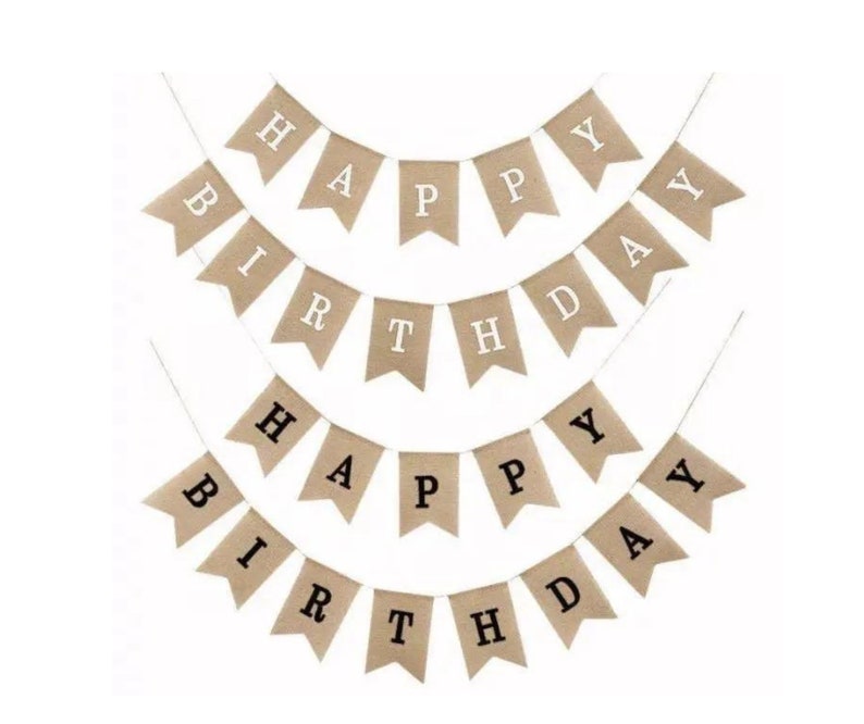 Happy Birthday Banner Burlap Birthday Banner Pennant Sign and - Etsy