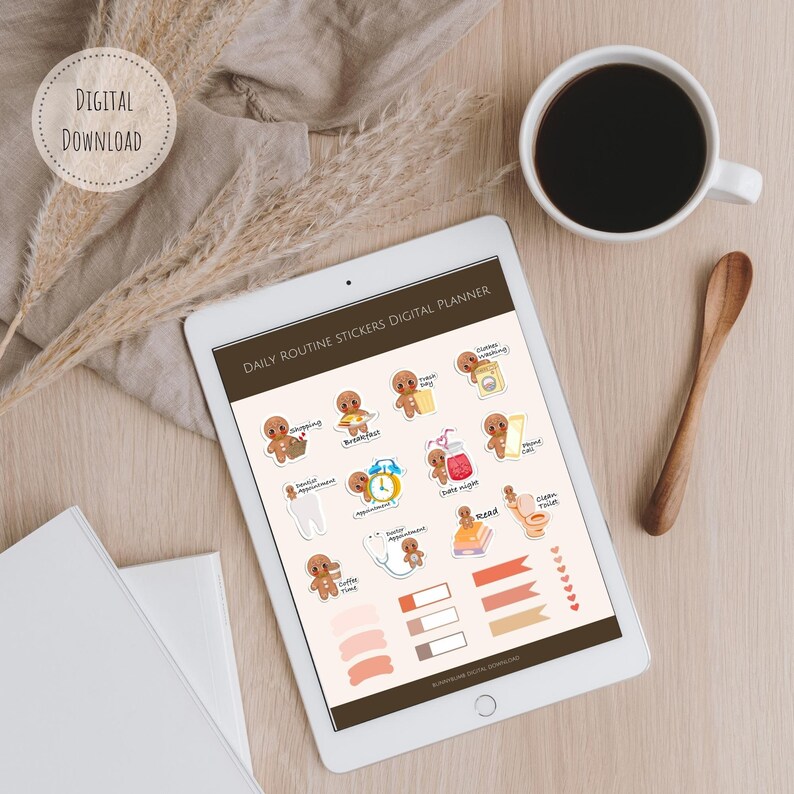 Cute Stickers / Daily Routine Digital Planner & Printable Stickers ...