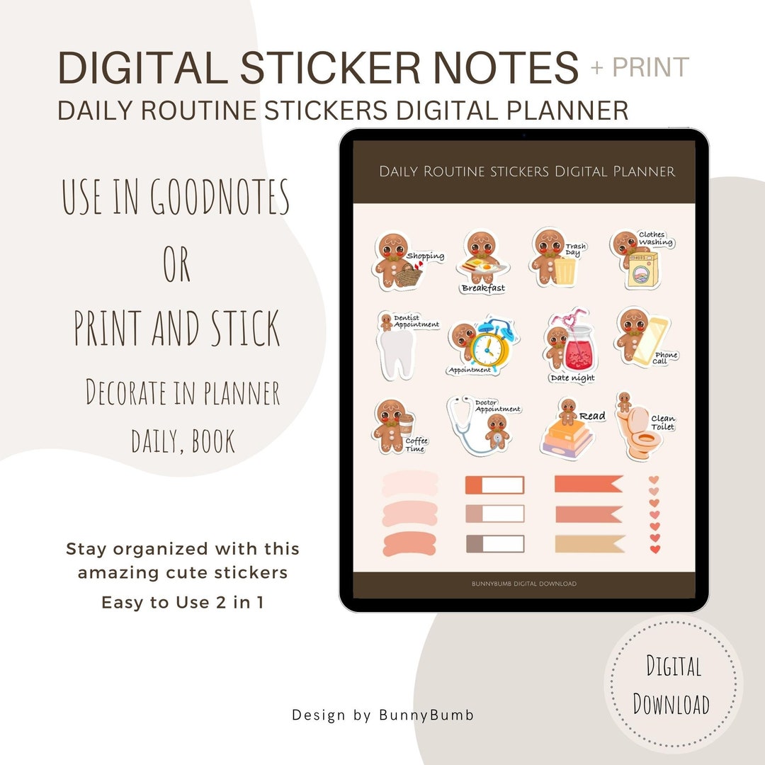 Cute Stickers / Daily Routine Digital Planner & Printable Stickers ...