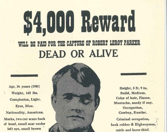 Butch Cassidy Novelty Wanted Poster 12 X 8 Metal Plate Print - Etsy