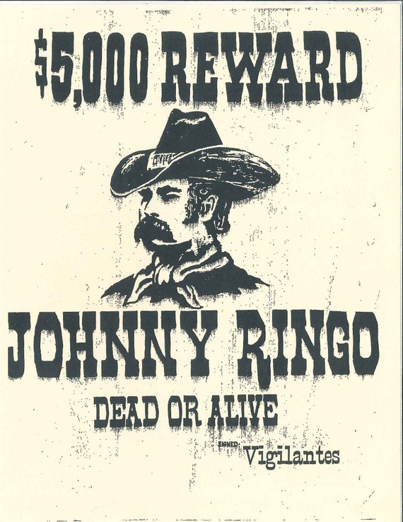 Johnny Ringo Wanted Poster - Etsy