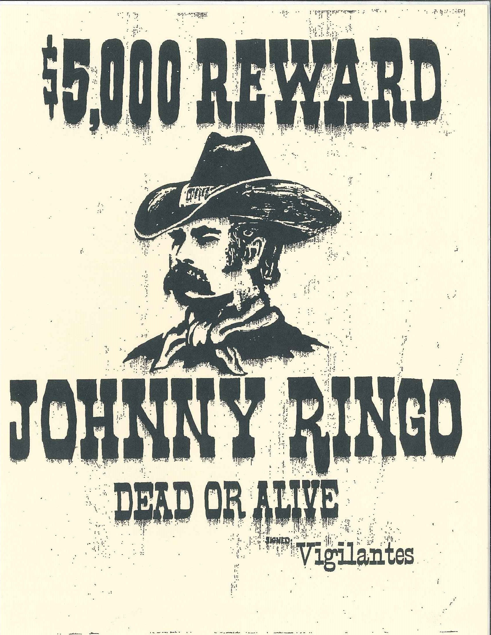 Johnny Ringo Wanted Poster - Etsy