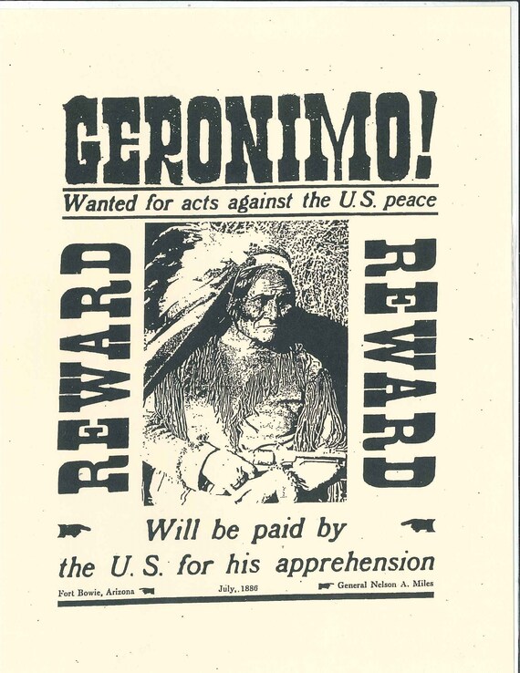 Geronimo Wanted Poster | Etsy