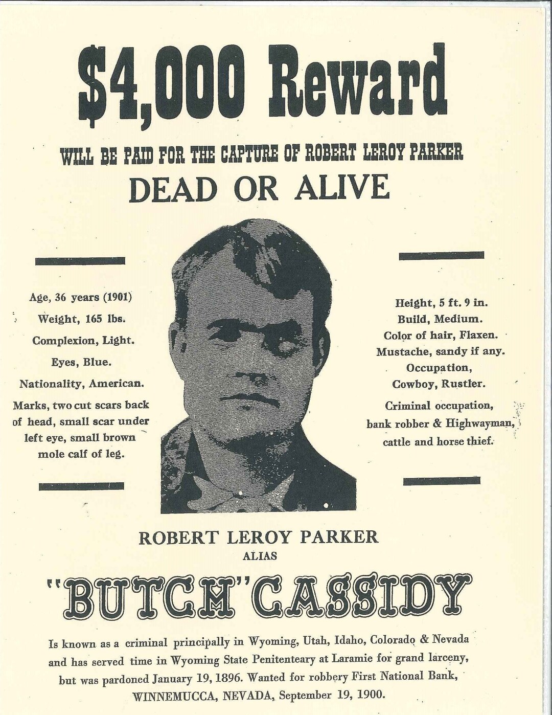 Butch Cassidy Wanted Poster - Etsy Australia