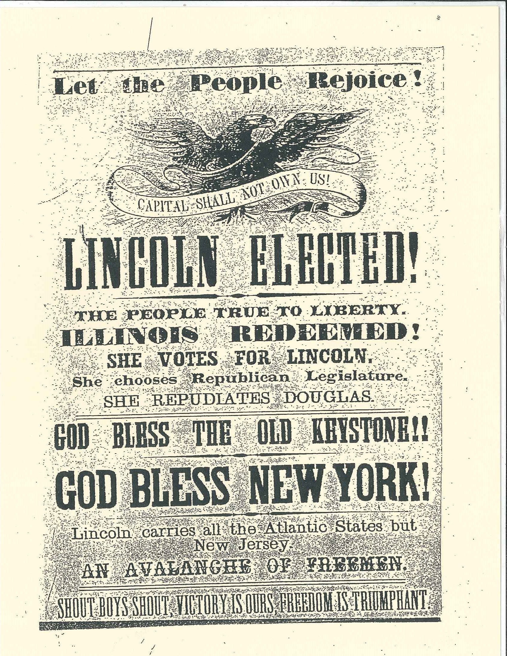 Civil War Lincoln Election Poster 1860 Art & Collectibles Memorabilia ...