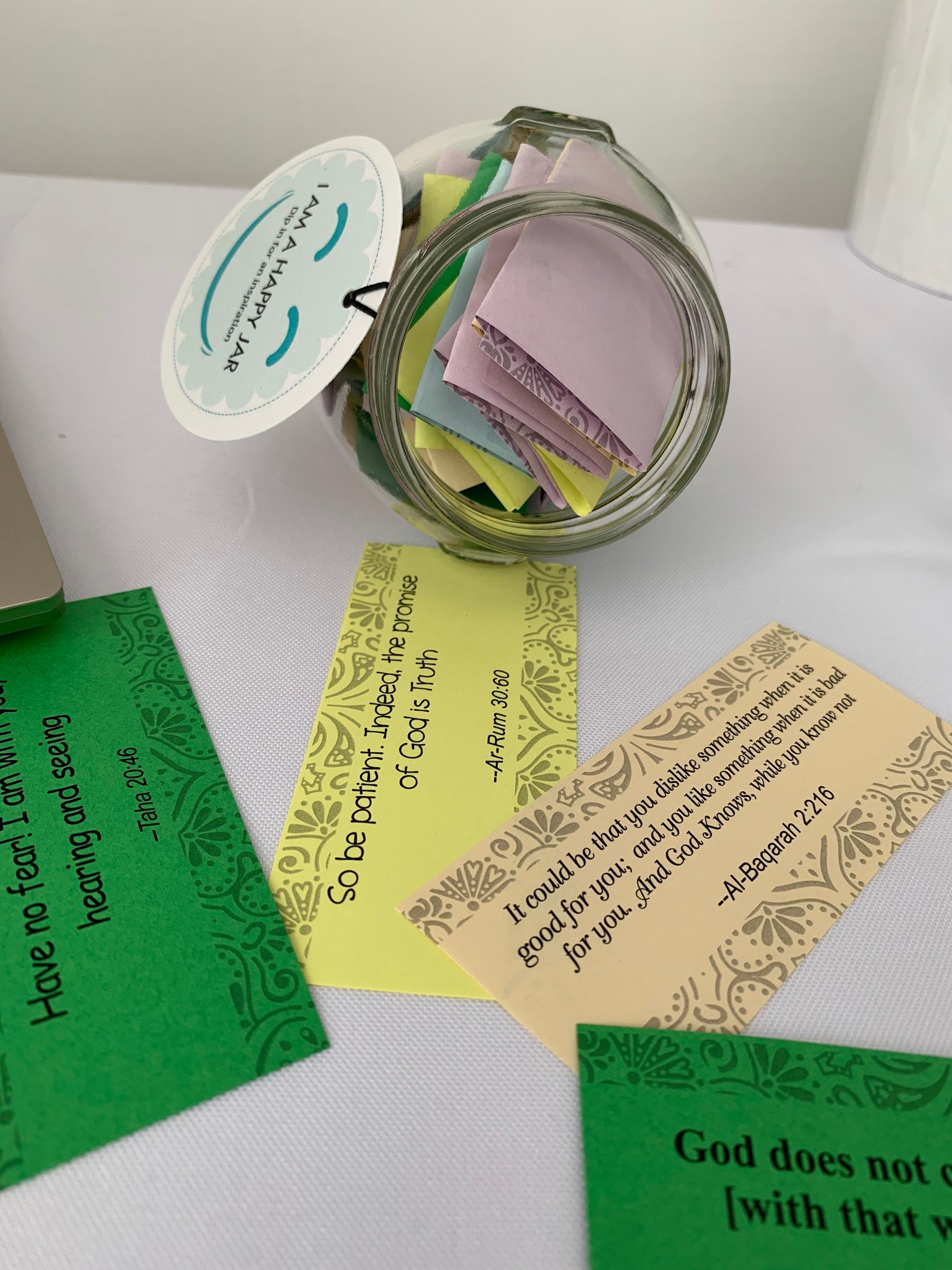 Quran Inspiration and Motivation Jar, Prayer Cards, Soul Lifting Notes ...