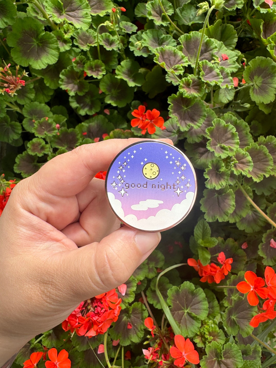 Good Night | Rose Gold Gradient Enamel Pin - Etsy