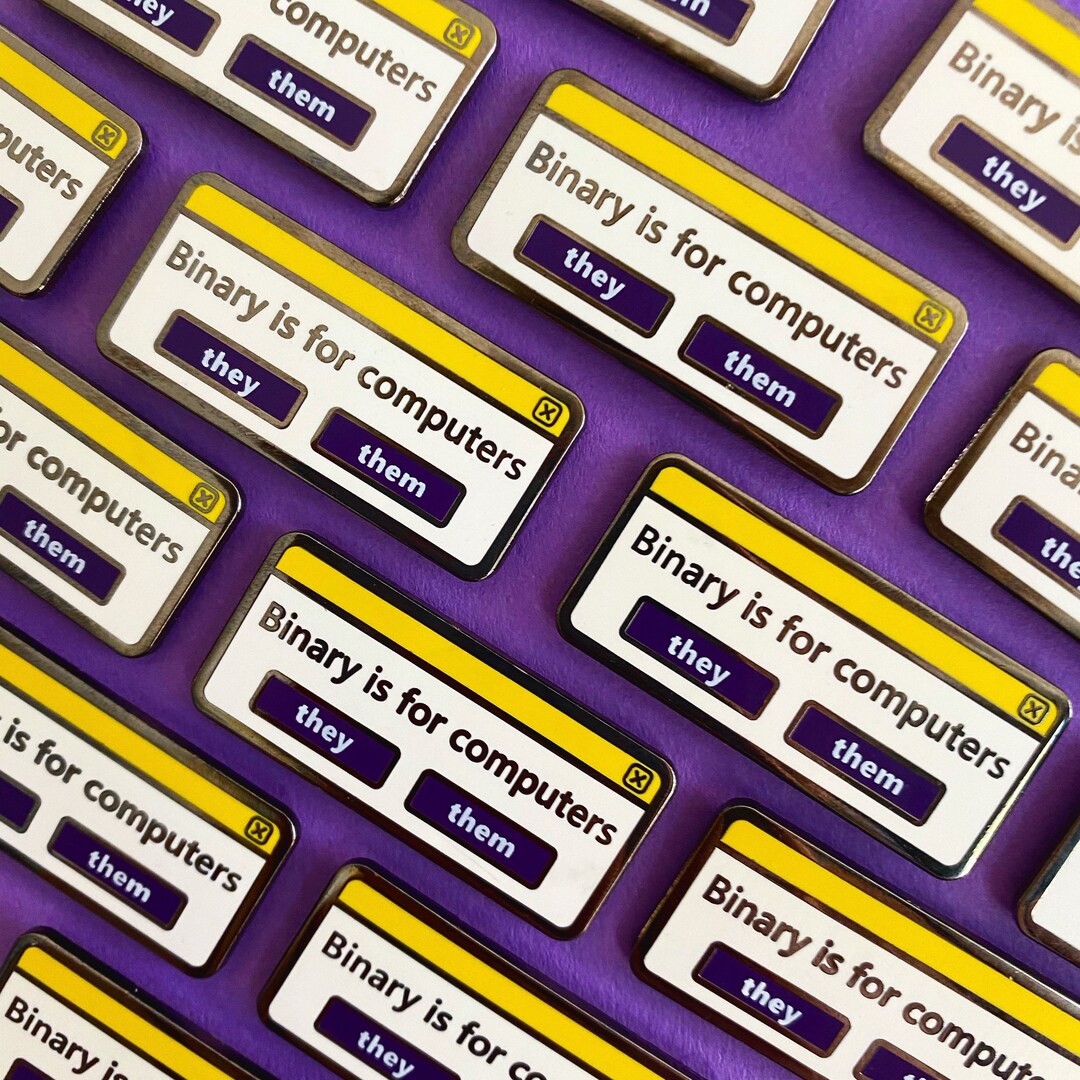 Binary is for Computers Non-binary Pride Enamel Pin - Etsy