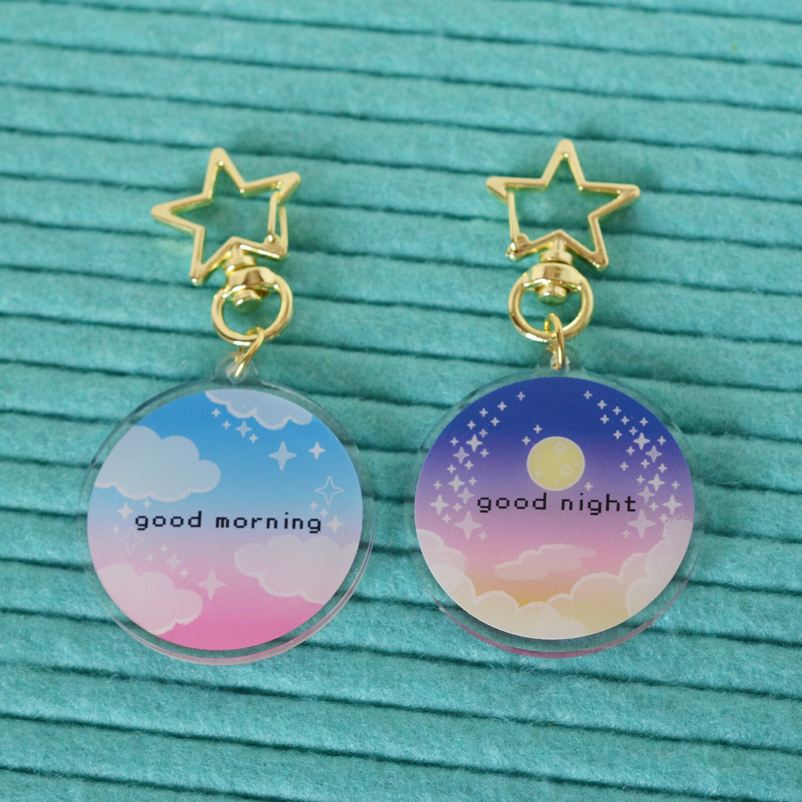 Good Morning Good Night Double Sided Acrylic Keychain - Etsy