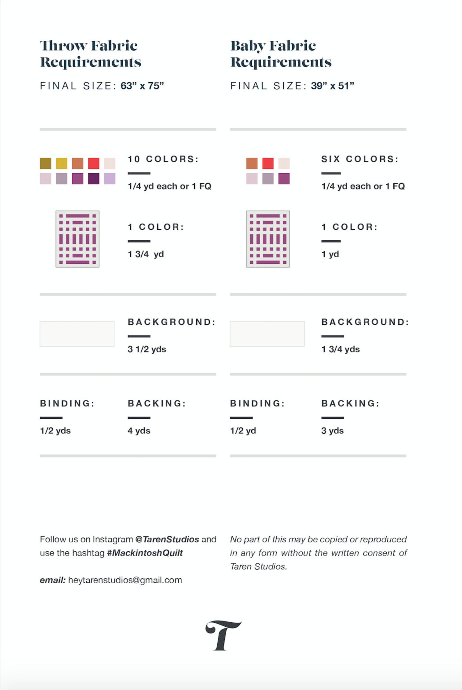 Mackintosh Quilt Pattern - PDF Digital Download - by Taren Studios - Etsy