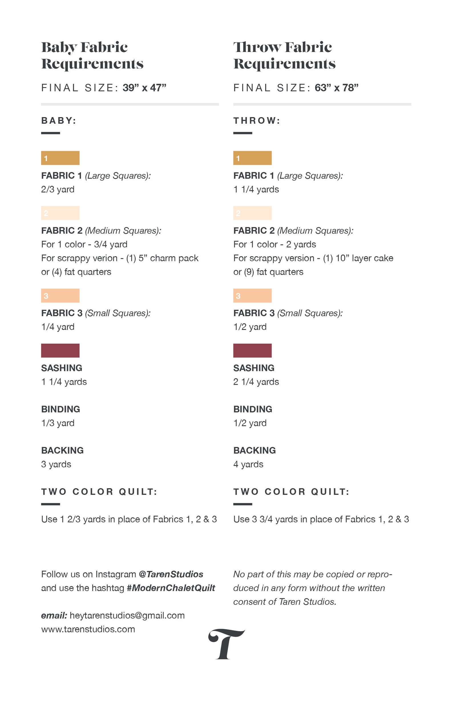 Modern Chalet Quilt Pattern Paper Pattern by Taren Studios | Etsy