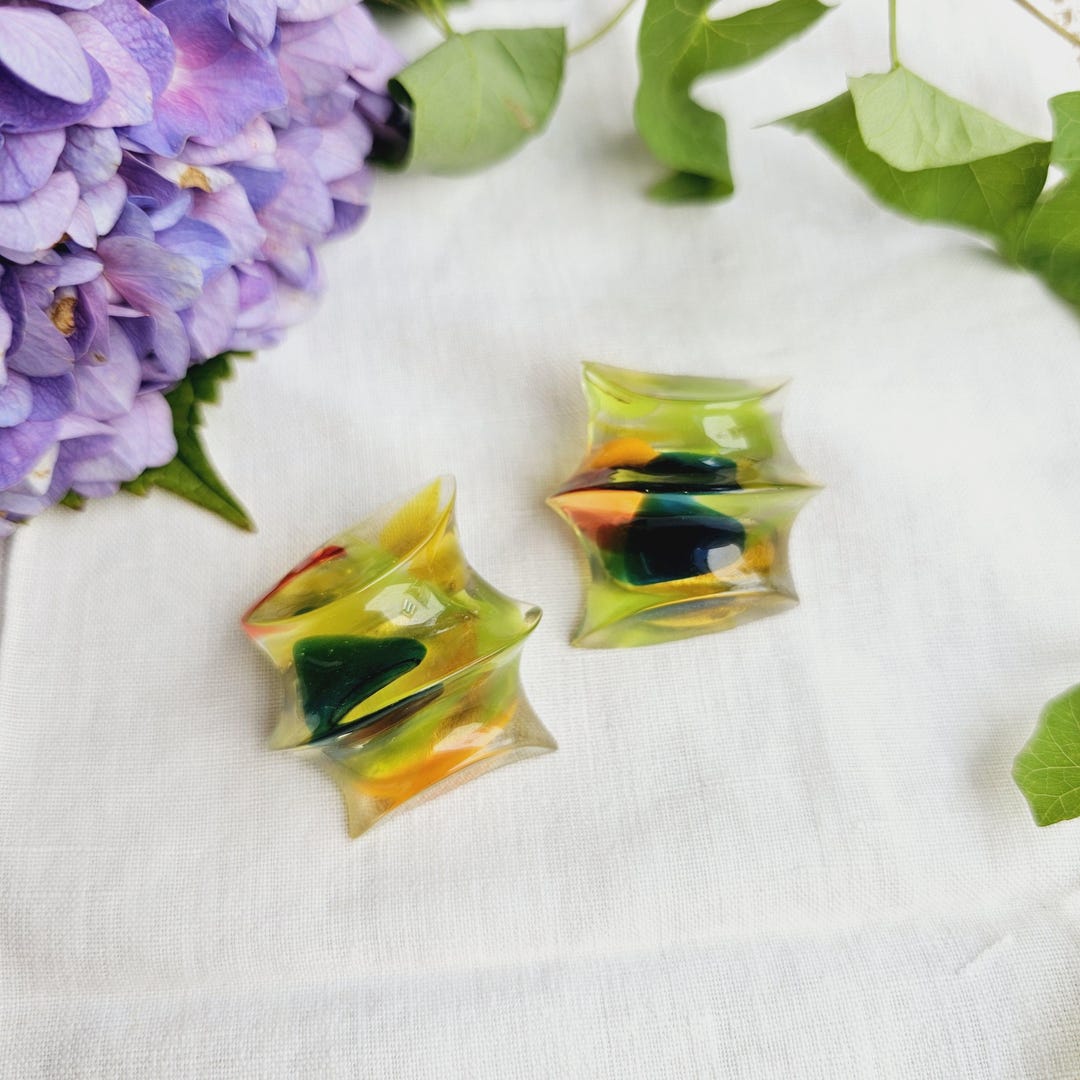Marc Labat Vintage Plexiglass Clip-on Earrings, French Designer, Haute ...