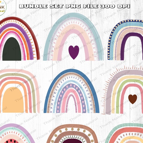 Rainbow Clipart Bundle Rainbows Pastel Digital Clip Art - Etsy