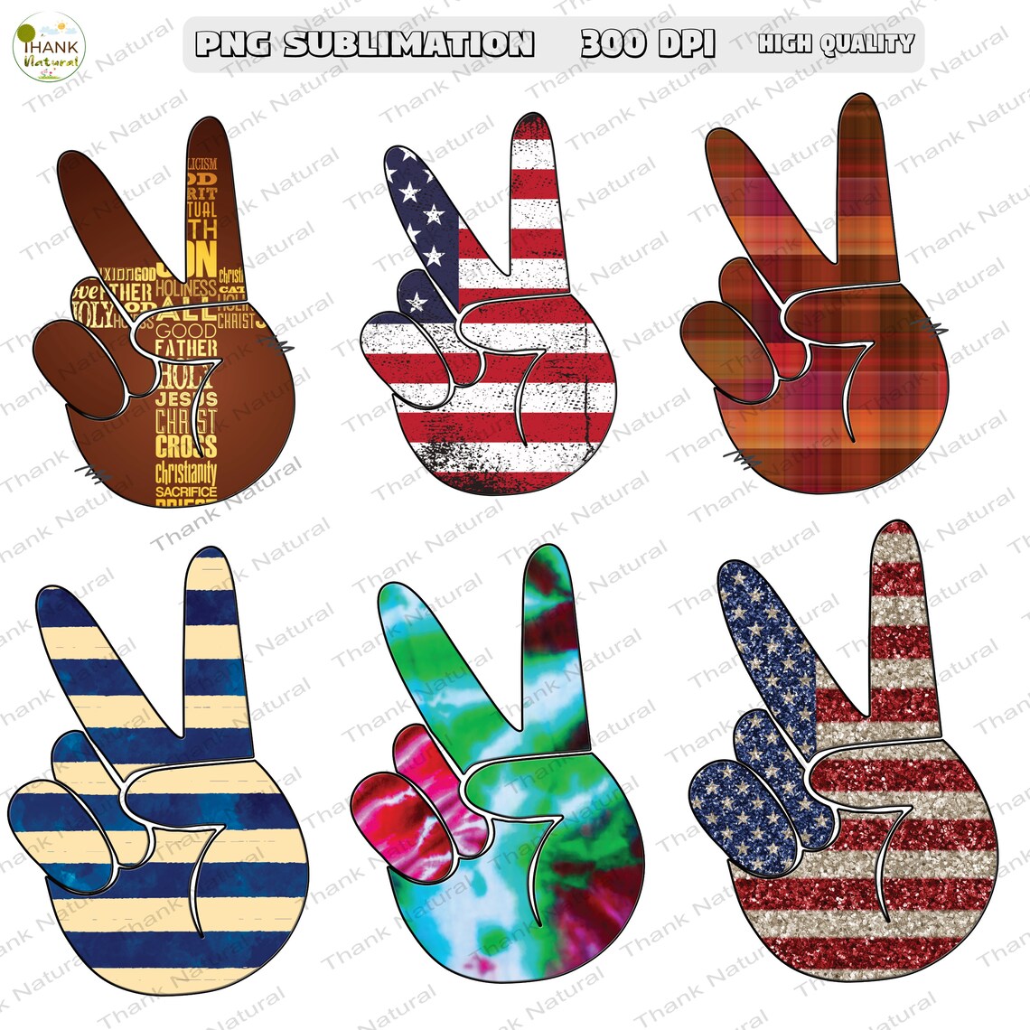 30 Peace Hand Sublimation Designs Bundle PNG File for Peace Love ...
