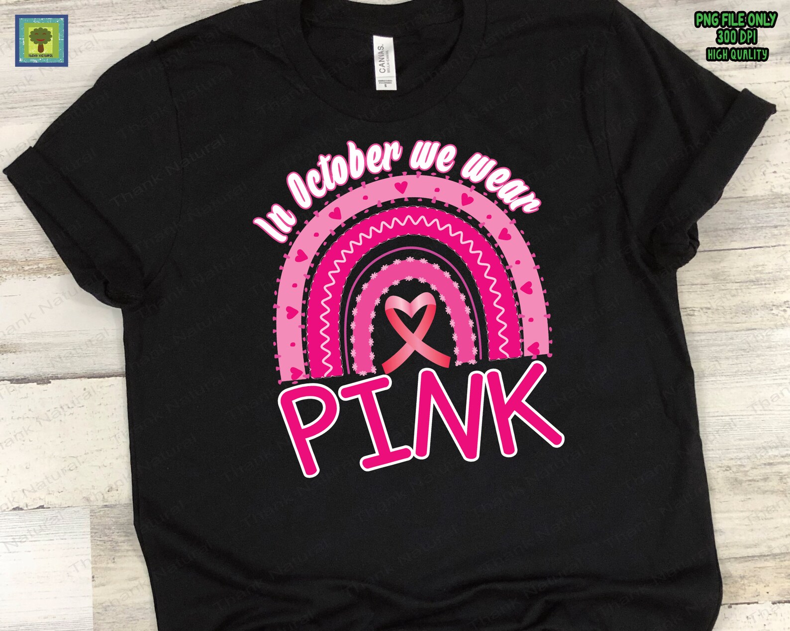 In October We Wear Pink Ribbon Rainbow Pink Breast Cancer | Etsy