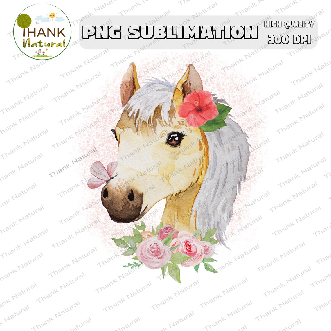 Horse With Flowers Sublimation Designs Download PNG - Etsy