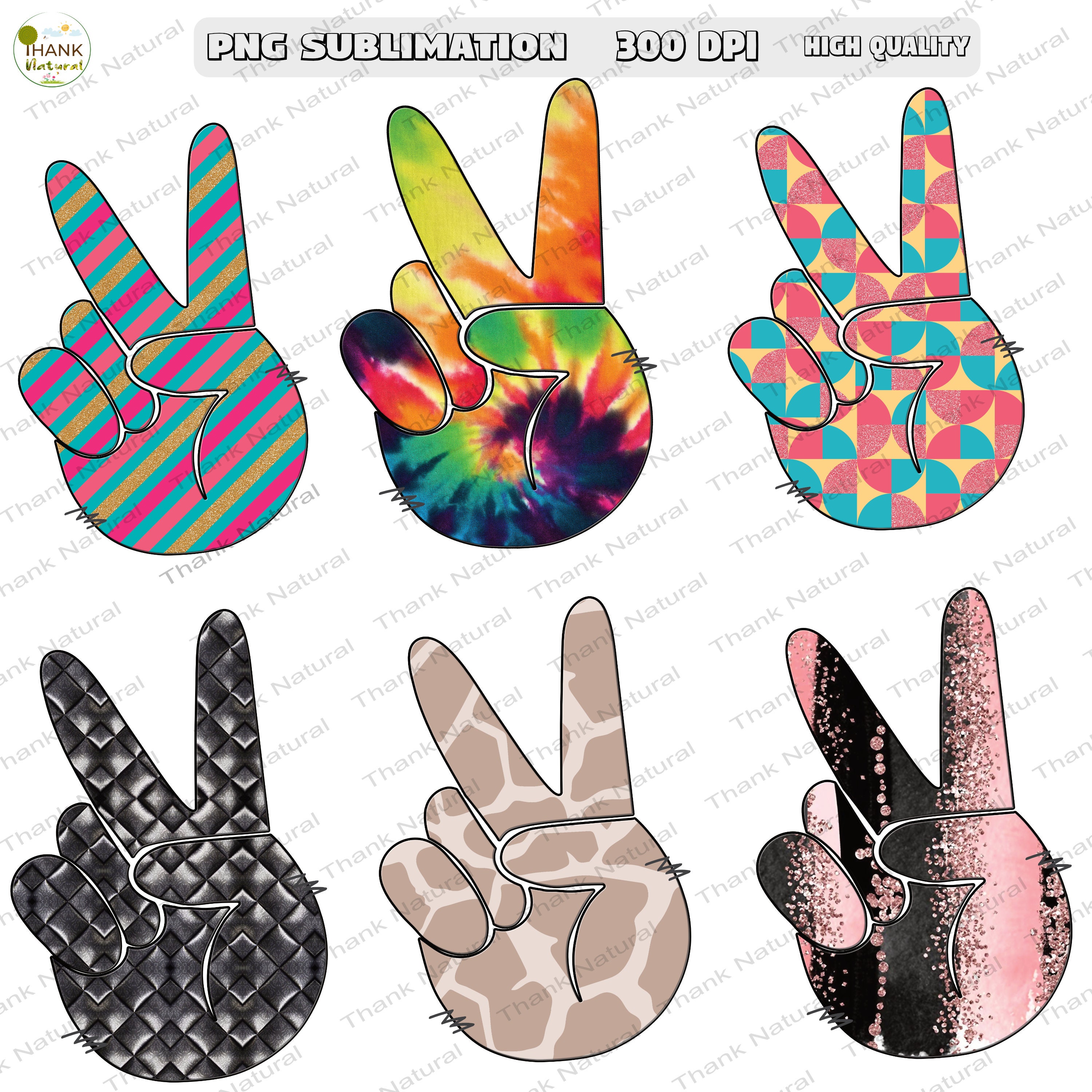 30 Peace Hand Sublimation Designs Bundle PNG File for Peace Love ...