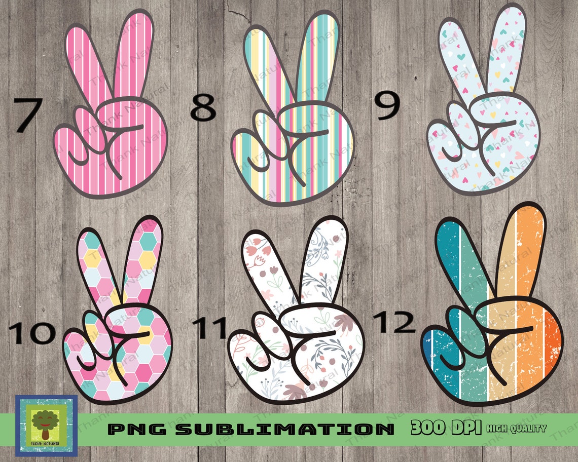 30 Peace Hand Sublimation Designs Bundle PNG for Peace Love | Etsy
