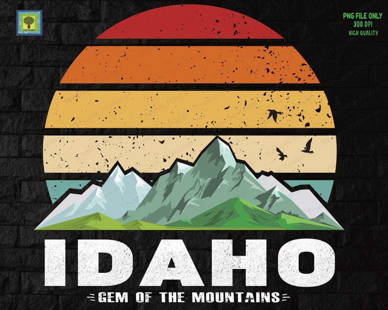 Idaho Gem of the Mountains Retro Idaho Png Idaho State Png | Etsy
