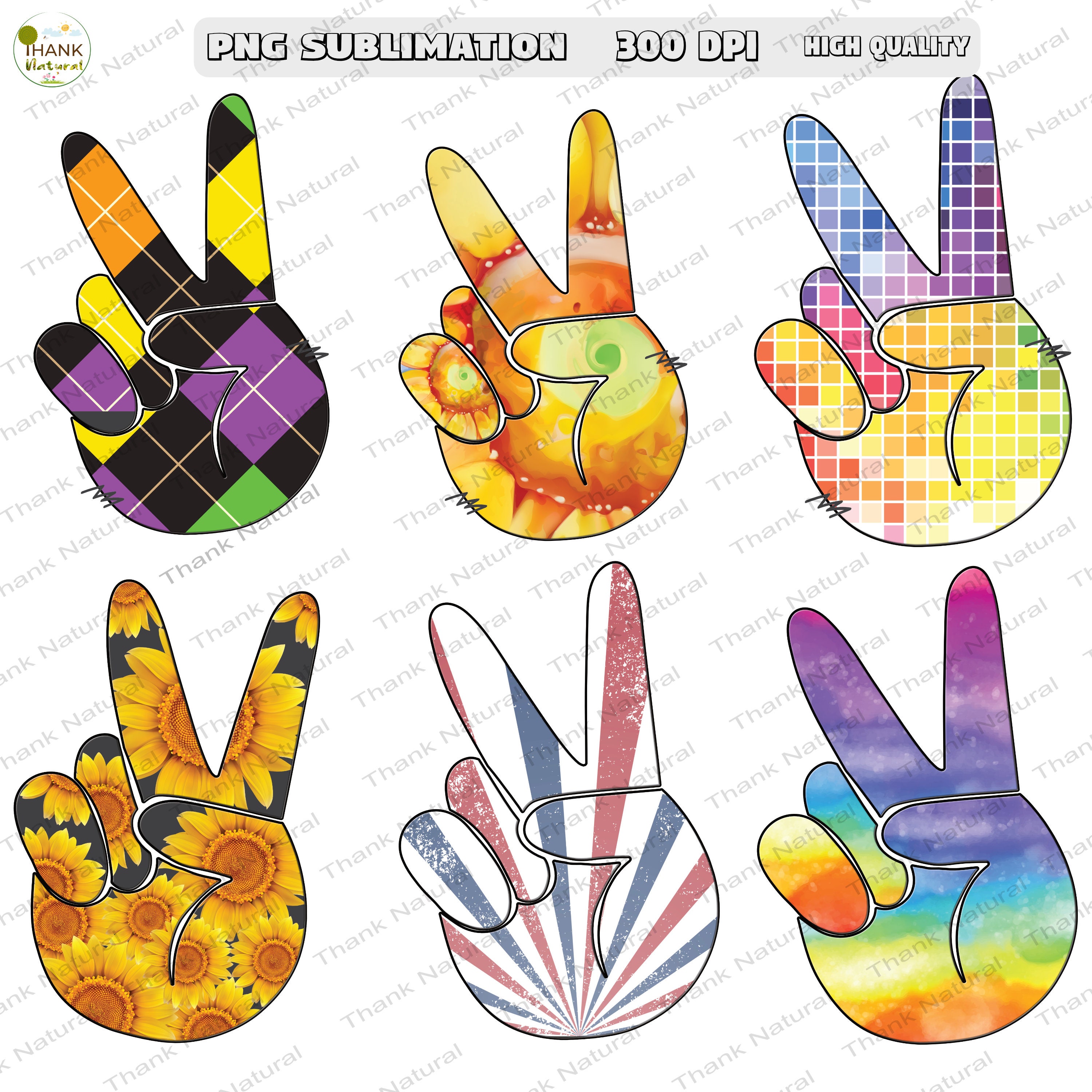30 Peace Hand Sublimation Designs Bundle PNG File for Peace Love ...
