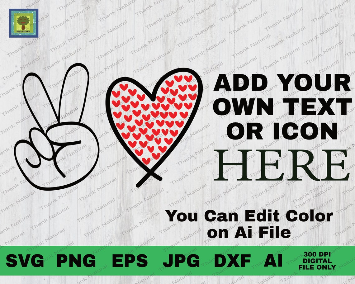 5 Bundle Peace Love Editable Svg Png Dxf Eps Ai, Create Your Own Peace ...