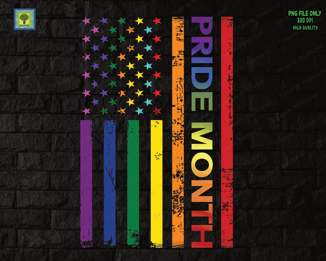 LGBTQ Pride Month American Rainbow Flag Png, Sublimation Design, LGBT ...