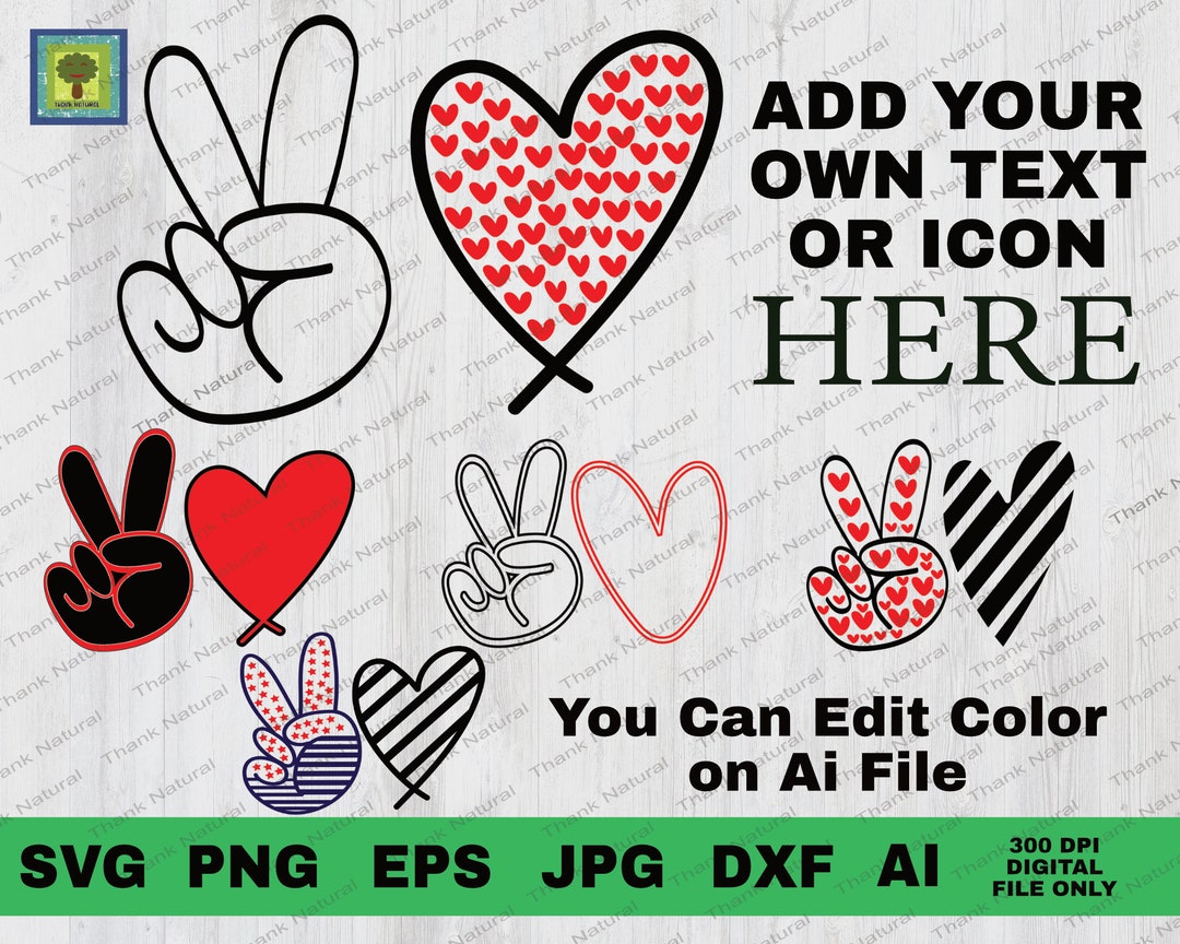 5 Bundle Peace Love Editable Svg Png Dxf Eps Ai, Create Your Own Peace ...