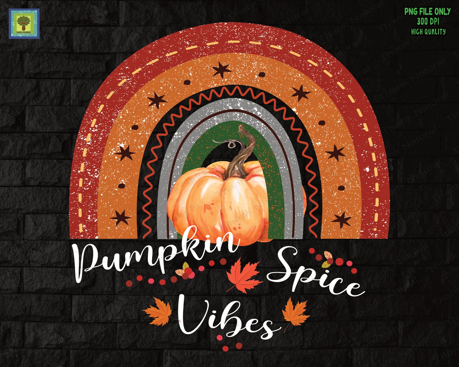 Pumpkin Spice Vibes Fall Boho Rainbow Thanksgiving PNG, Sublimation ...