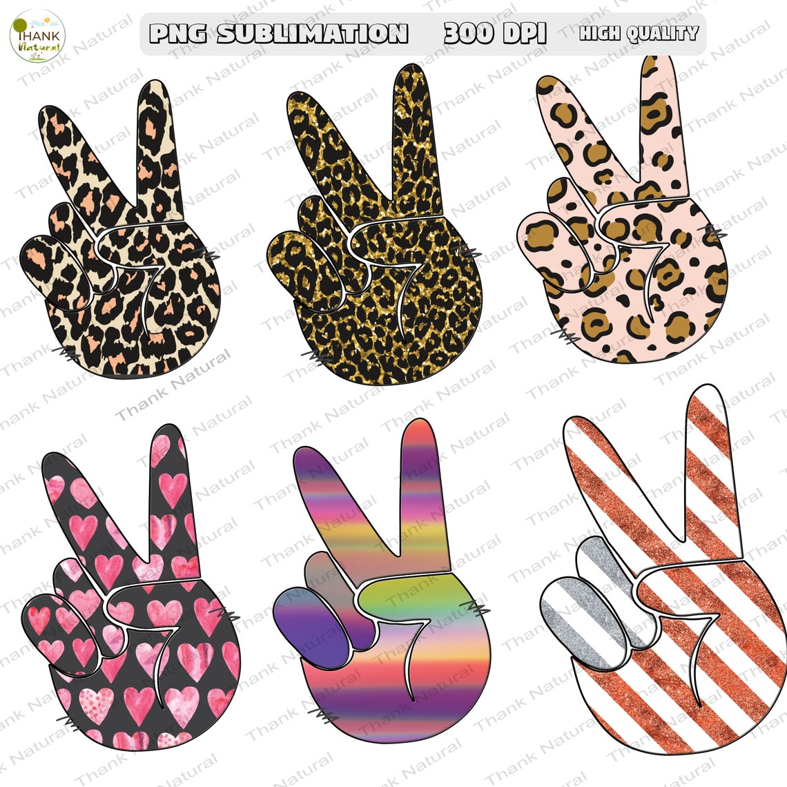 30 Peace Hand Sublimation Designs Bundle PNG File for Peace Love ...