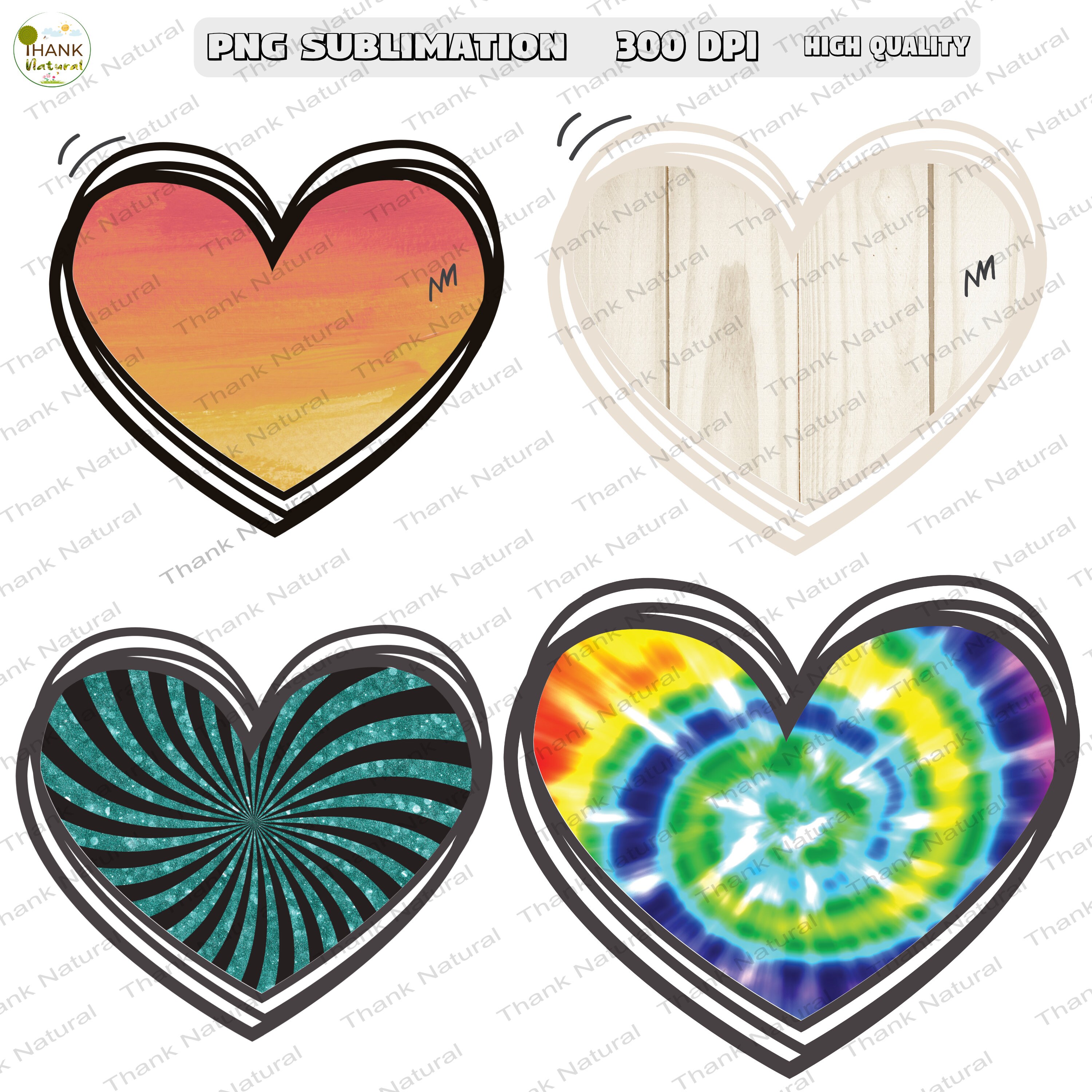 HEART 28 Bundle Sublimation Designs Download, PNG File Clip Art Hand ...
