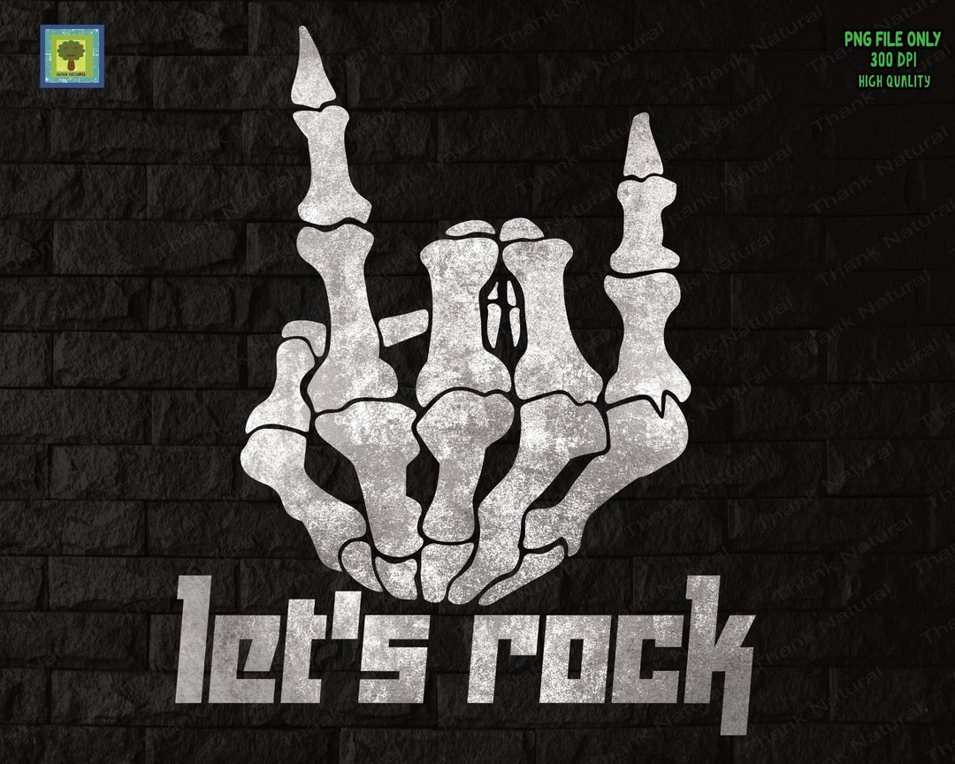Let's Rock Skeleton Hand Png, Rock on Band, Halloween Costume, Rock and ...