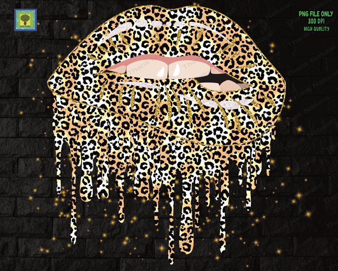 Bitten Lips Leopard Gold PNG, Lips Kiss, Sassy Vintage, Sublimation ...