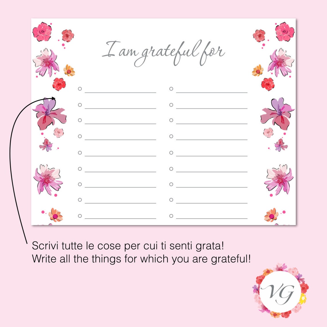I Am Grateful List Silver I Am Grateful Todo List to Do List Planner ...